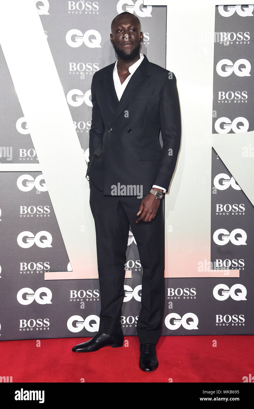 Stormzy arriving at the GQ Men of the Year Awards 2019 in association ...