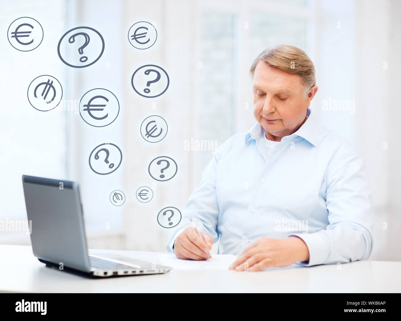 old man filling a form at home Stock Photo - Alamy