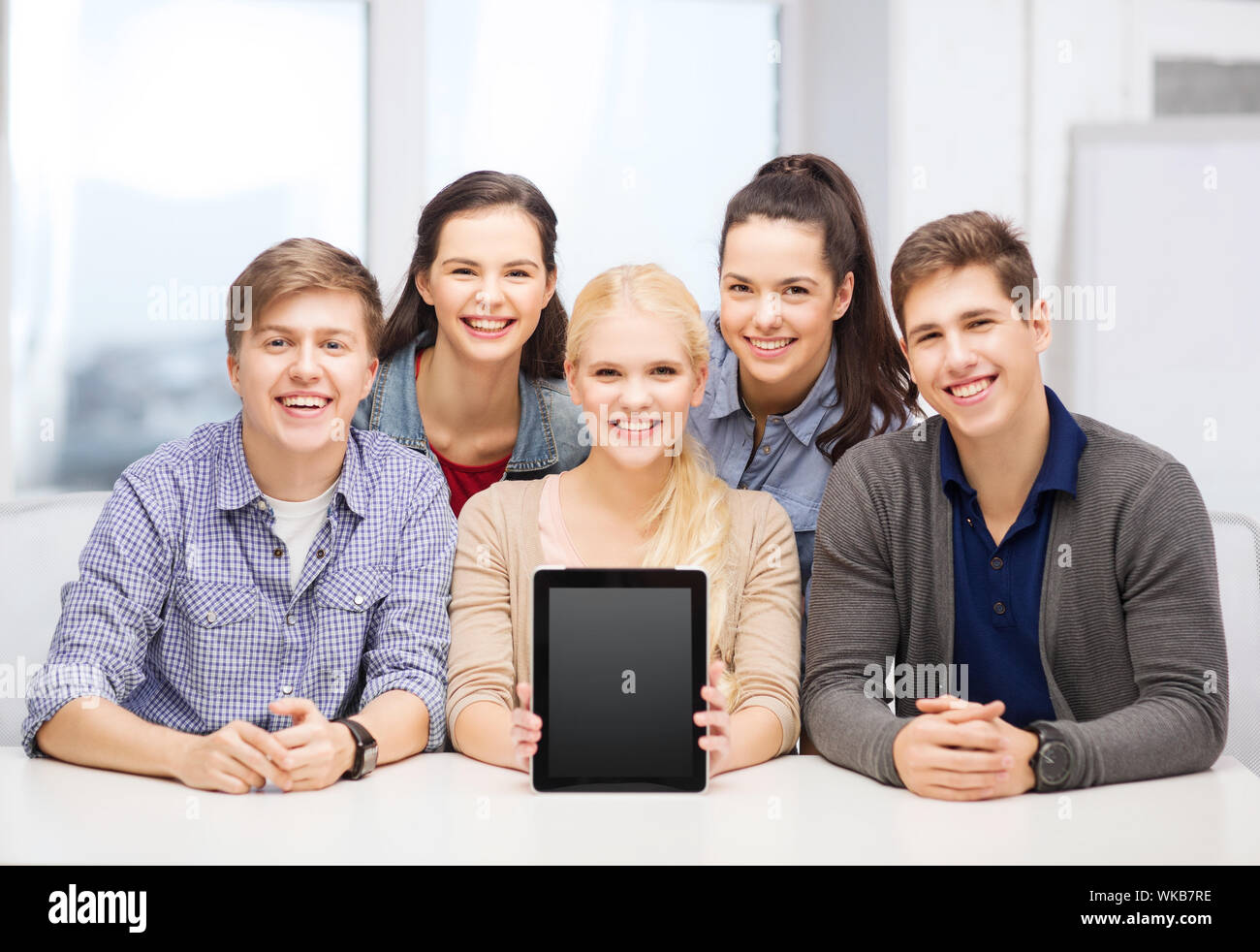 education, technology, advertisement and internet concept - group of ...