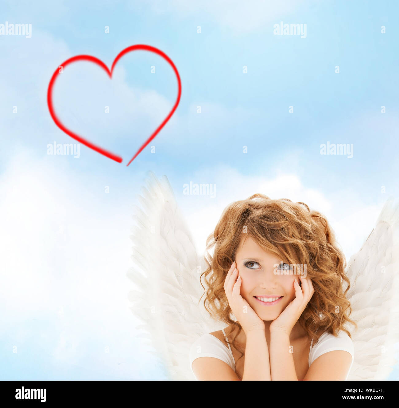 happy teenage angel girl Stock Photo - Alamy