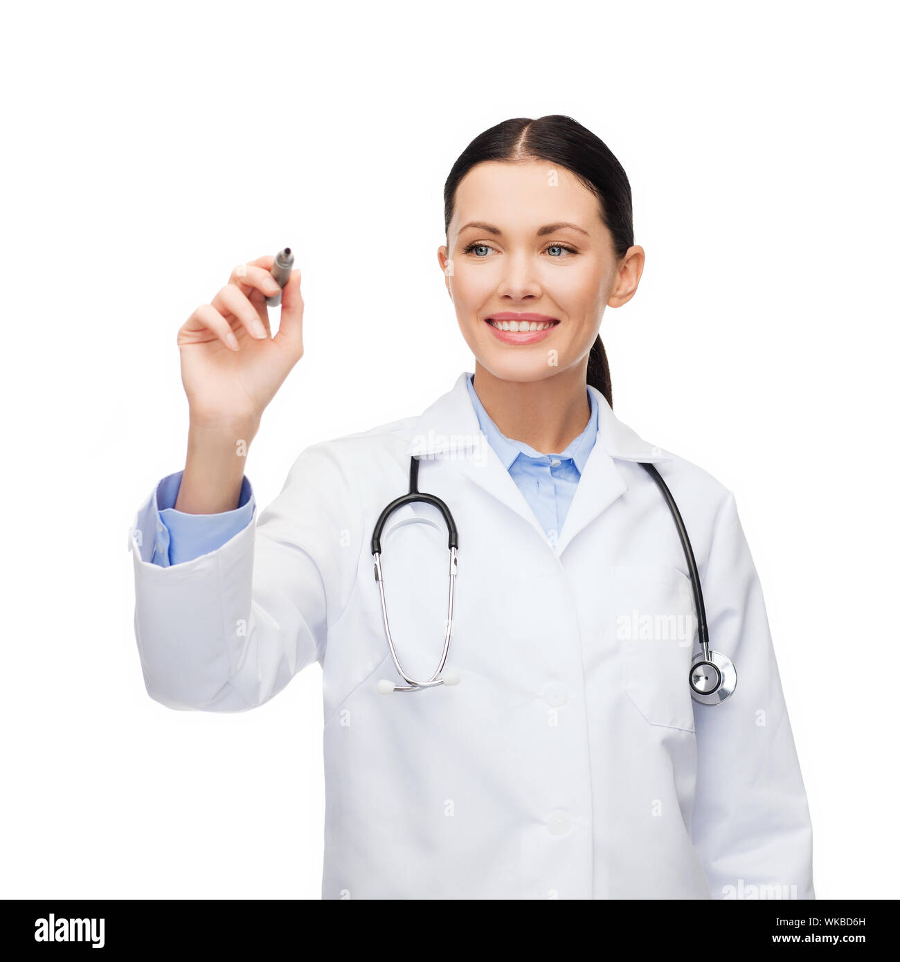 healthcare, medical and technology concept - young female doctor ...