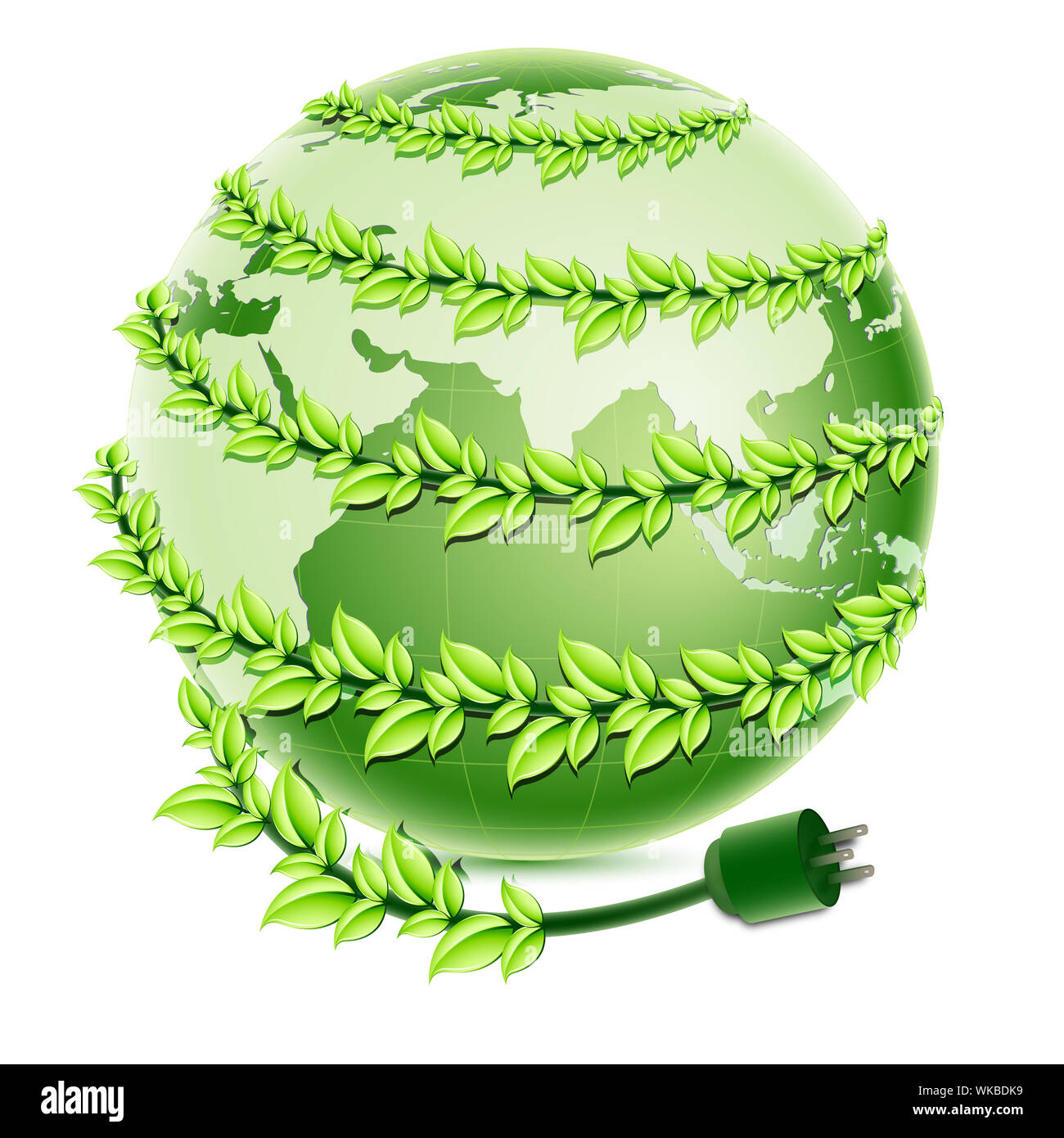 illustration of recycle globe with plug on white background Stock Photo ...