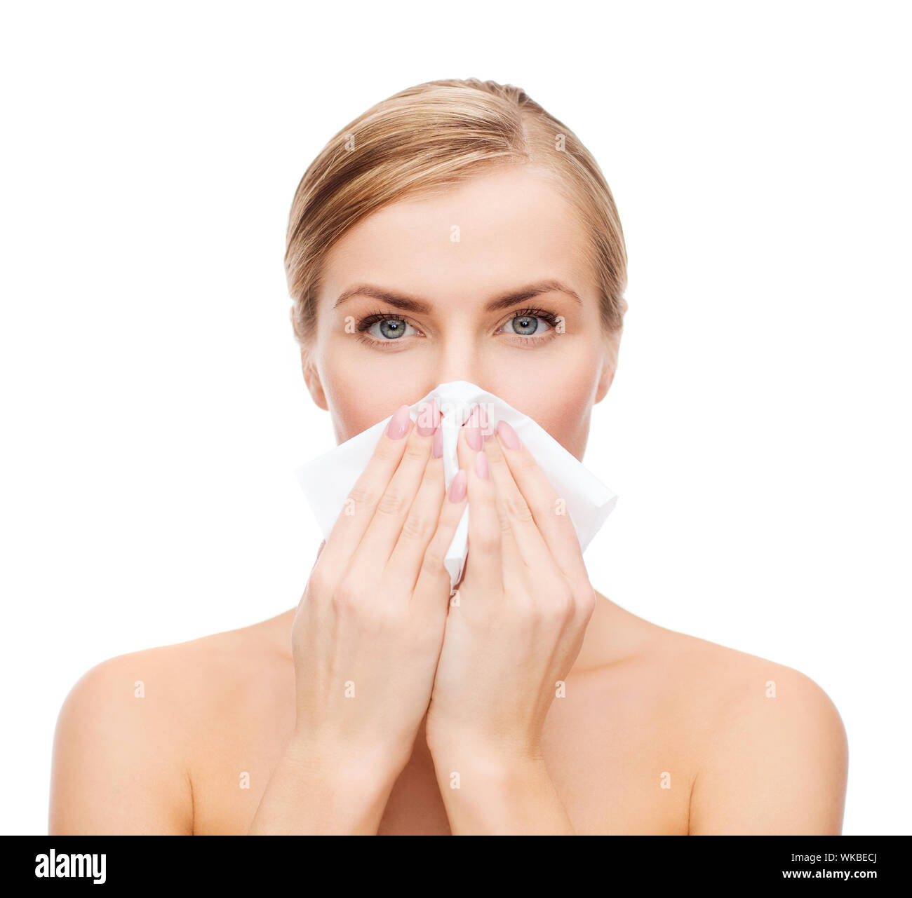 cosmetics, health and beauty concept - beautiful woman with paper ...