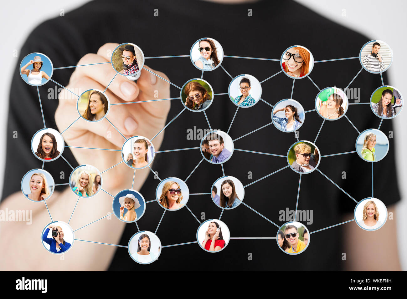 man writing drawing social network Stock Photo - Alamy