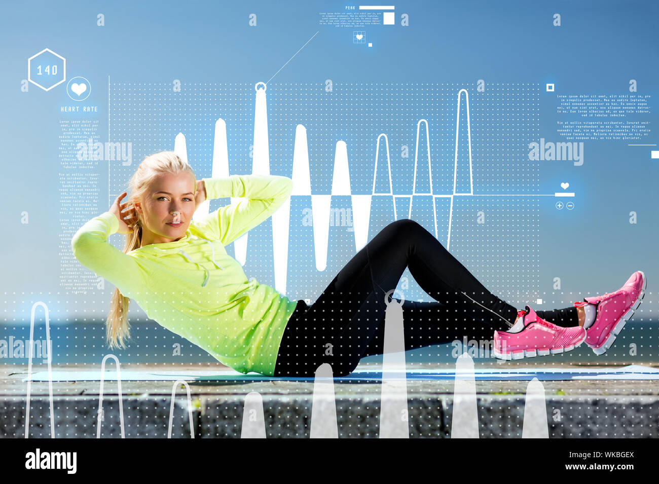 sport and lifestyle concept - woman doing sports outdoors Stock Photo ...