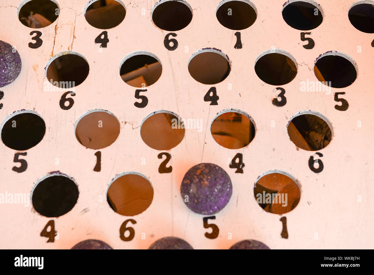 Home made number game at local fair ground attraction Stock Photo - Alamy