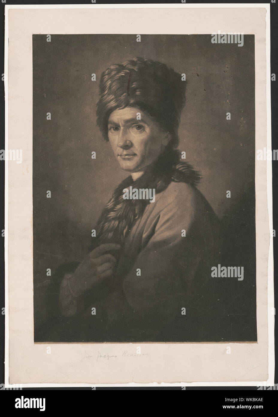 Jean-Jacques Rousseau, half-length portrait, facing left with right ...