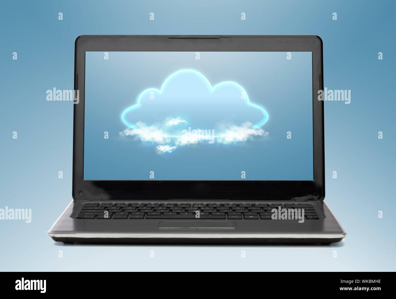 laptop computer with cloud on screen Stock Photo - Alamy