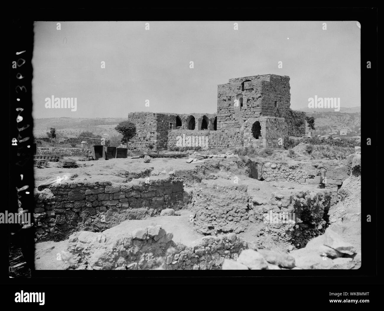 Jebeil. (Biblos). The Crusader castle showing flanking towers and ...