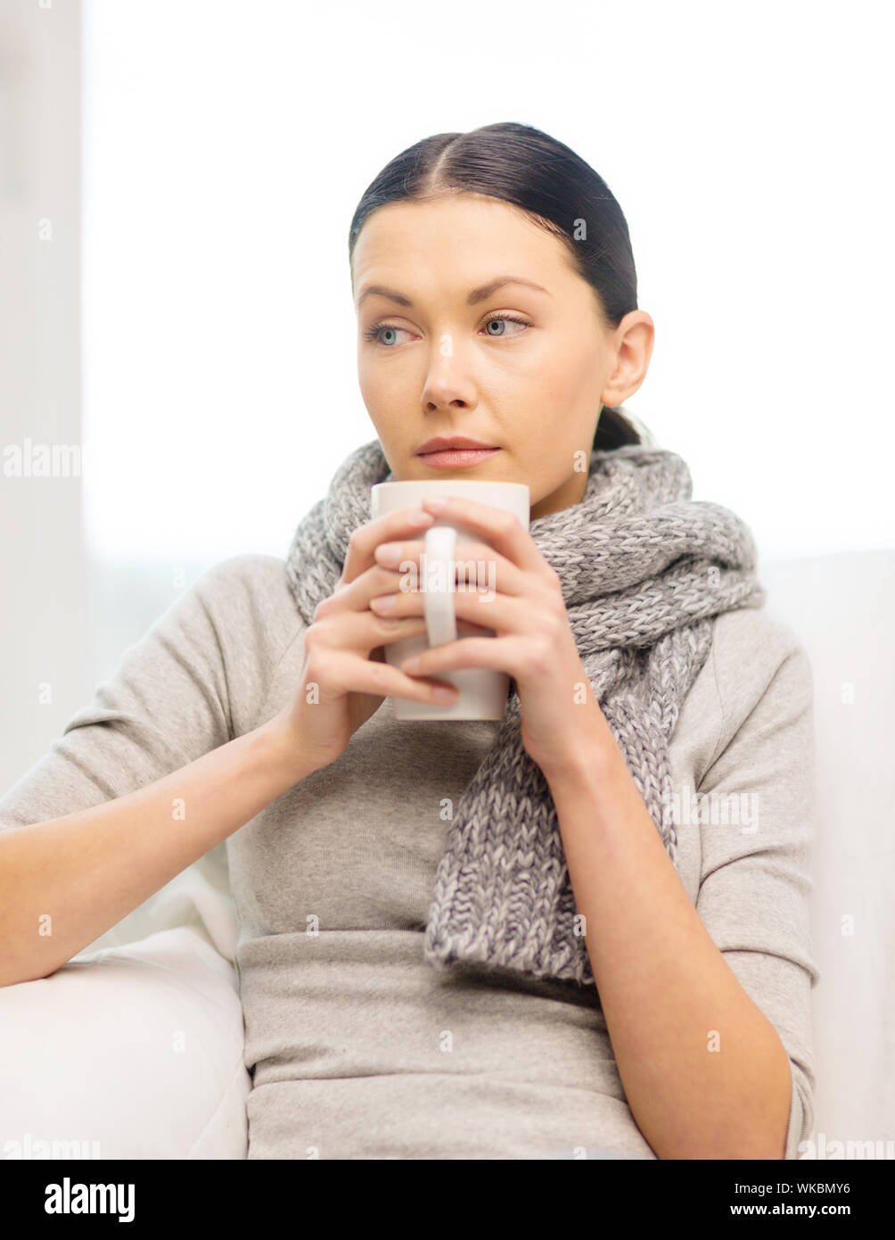 ill woman with flu at home Stock Photo - Alamy