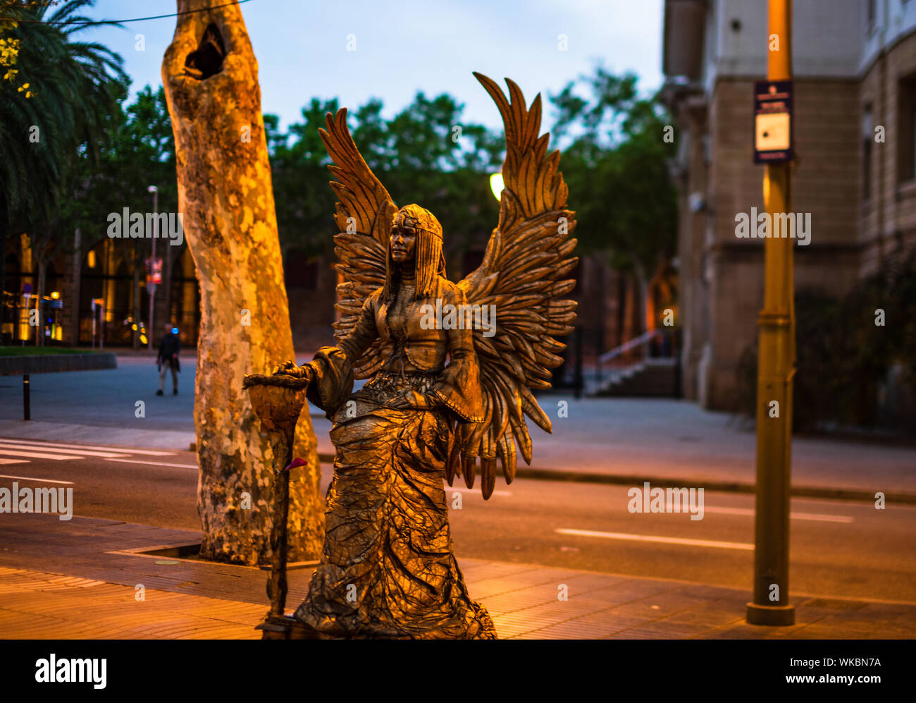 Barcelona, Spain – 2019. Living statue on Rambla in Bacelona. Travel ...