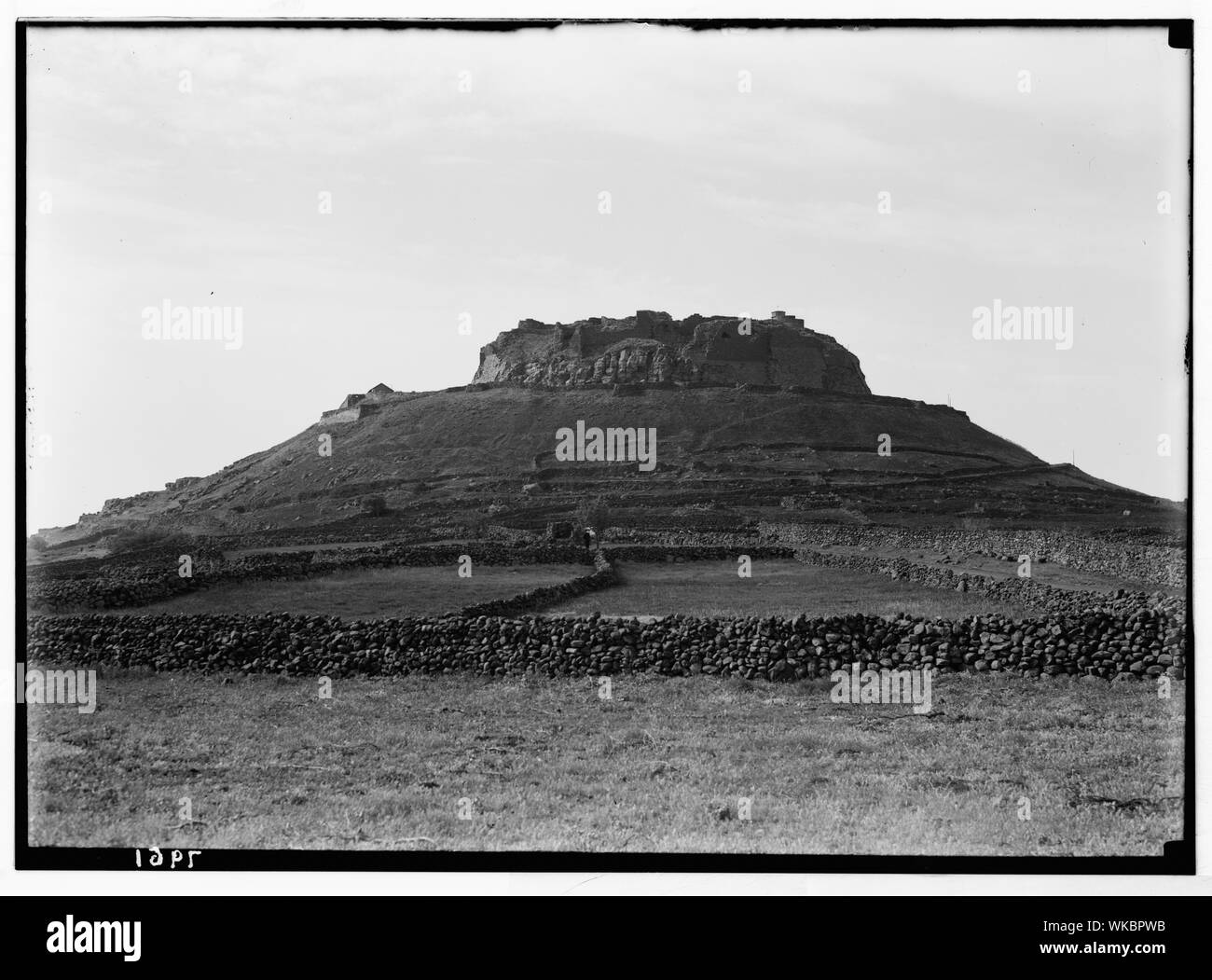 Jebel el-Druze & Hauran. Salkhad. A ploughman showing castle-hill in ...