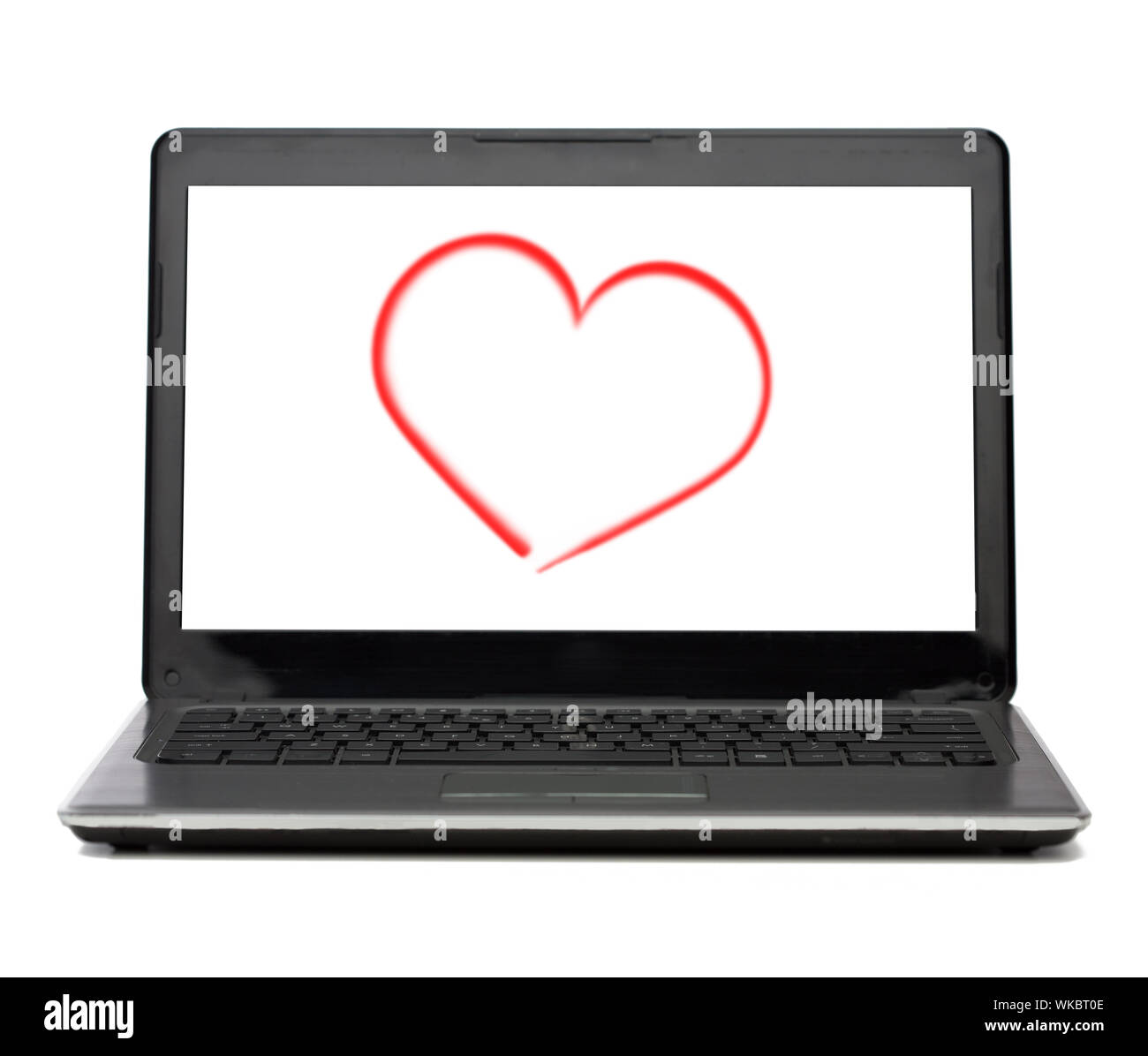 laptop computer with heart on white screen Stock Photo - Alamy