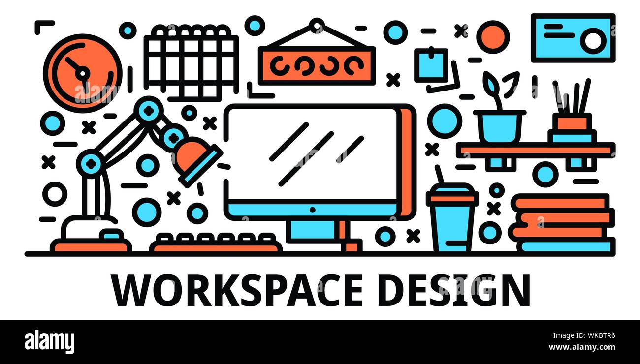 Workspace design banner, outline style Stock Vector Image & Art - Alamy