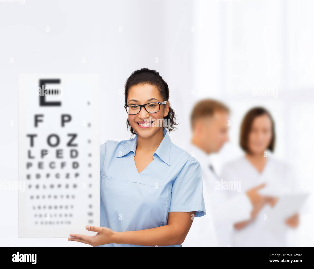 healthcare, advertisement and medicine concept - smiling female african ...