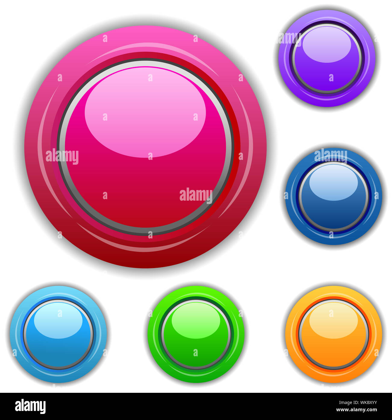 illustration of multicolored buttons on white background Stock Photo ...