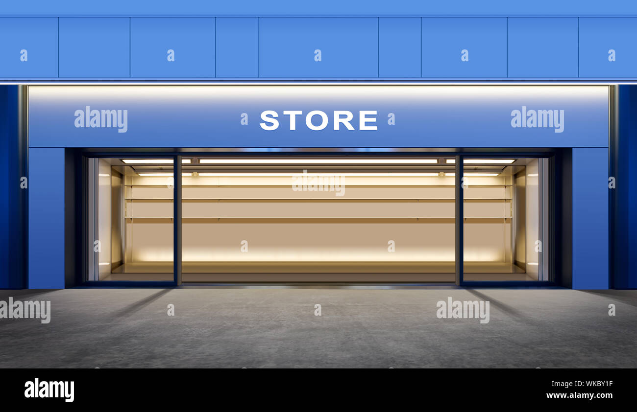 modern empty store on street of city at night time Stock Photo - Alamy