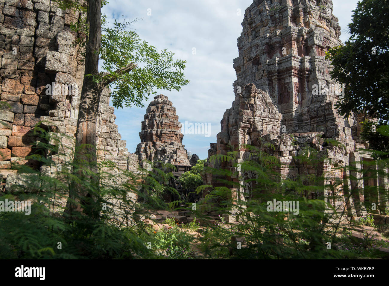 The wat Banan Temple ruins south of the city Battambang in Cambodia ...