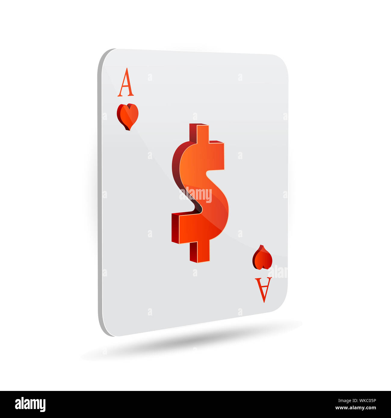 illustration of dollar sign in playing card on white background Stock ...
