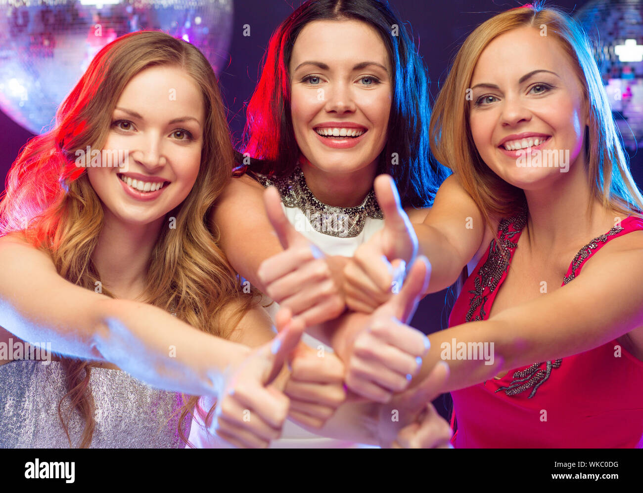 celebration, friends, bachelorette party and birthday concept - three ...