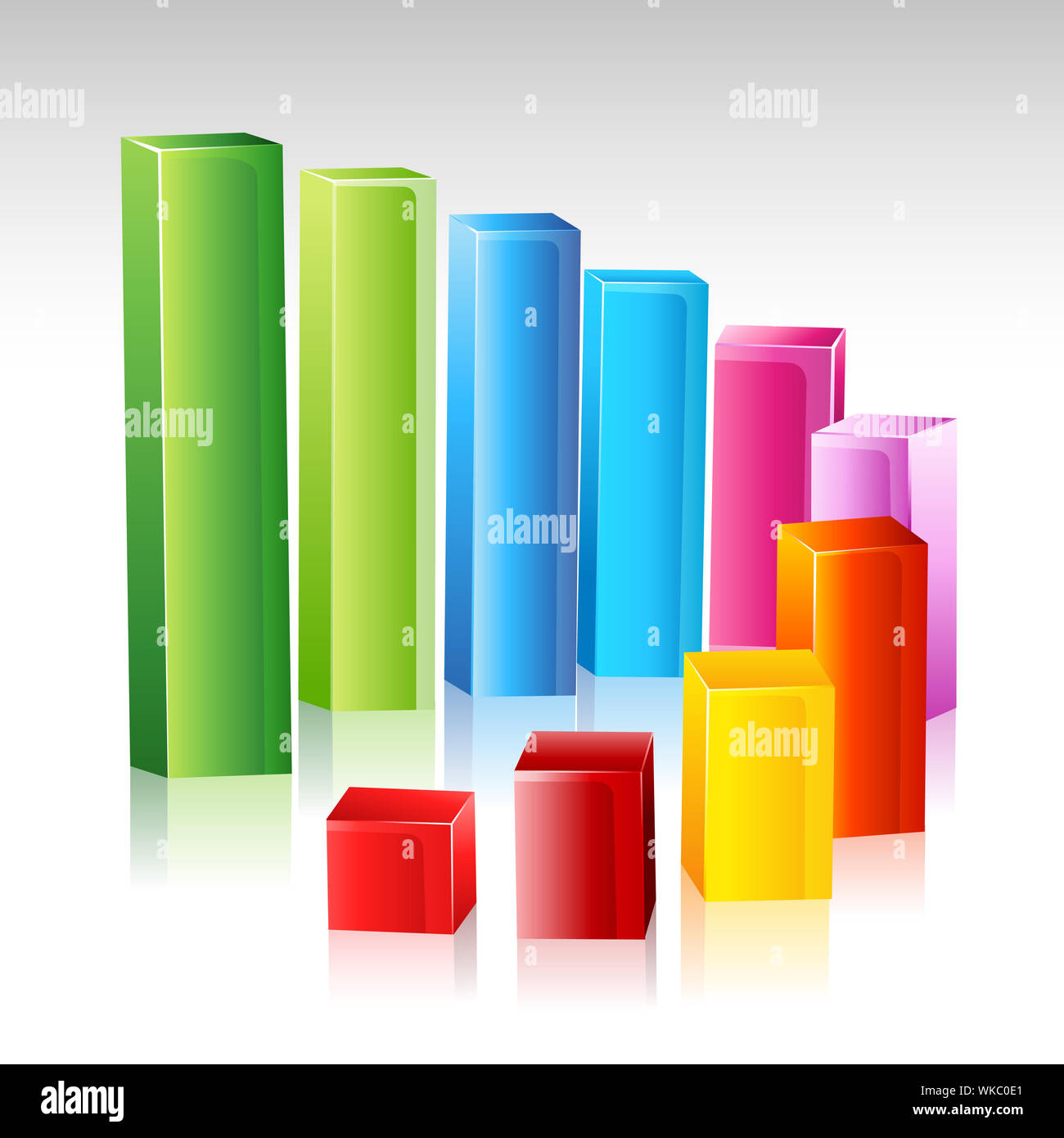 illustration of colorful growing graph on white background Stock Photo ...