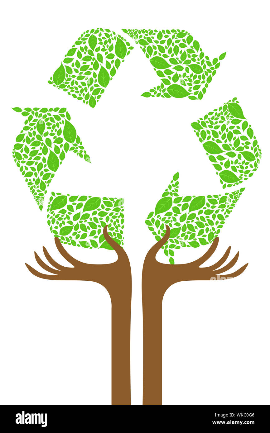 illustration of recycle tree on white background Stock Photo - Alamy