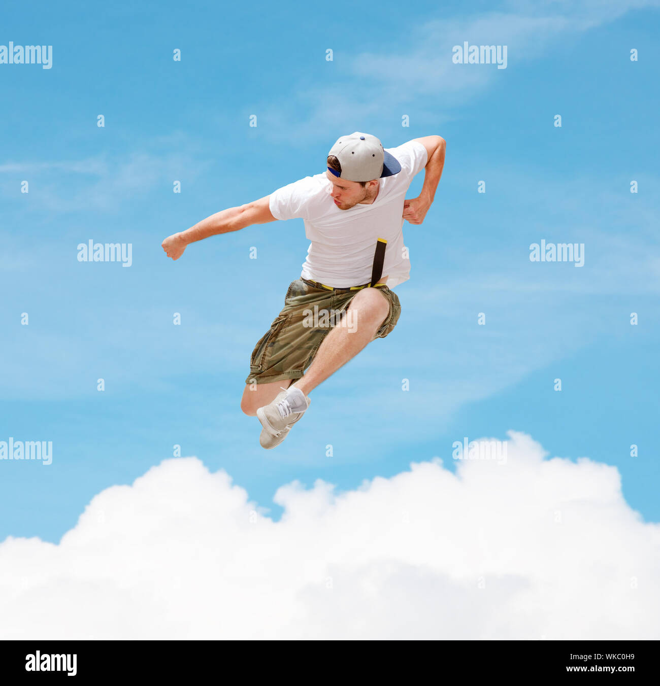 dance and fitness concept - male dancer jumping in the air Stock Photo ...