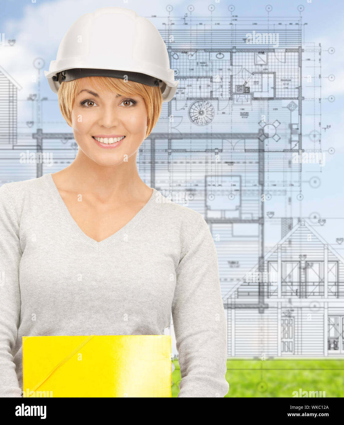 building, developing, construction and architecture concept - female ...