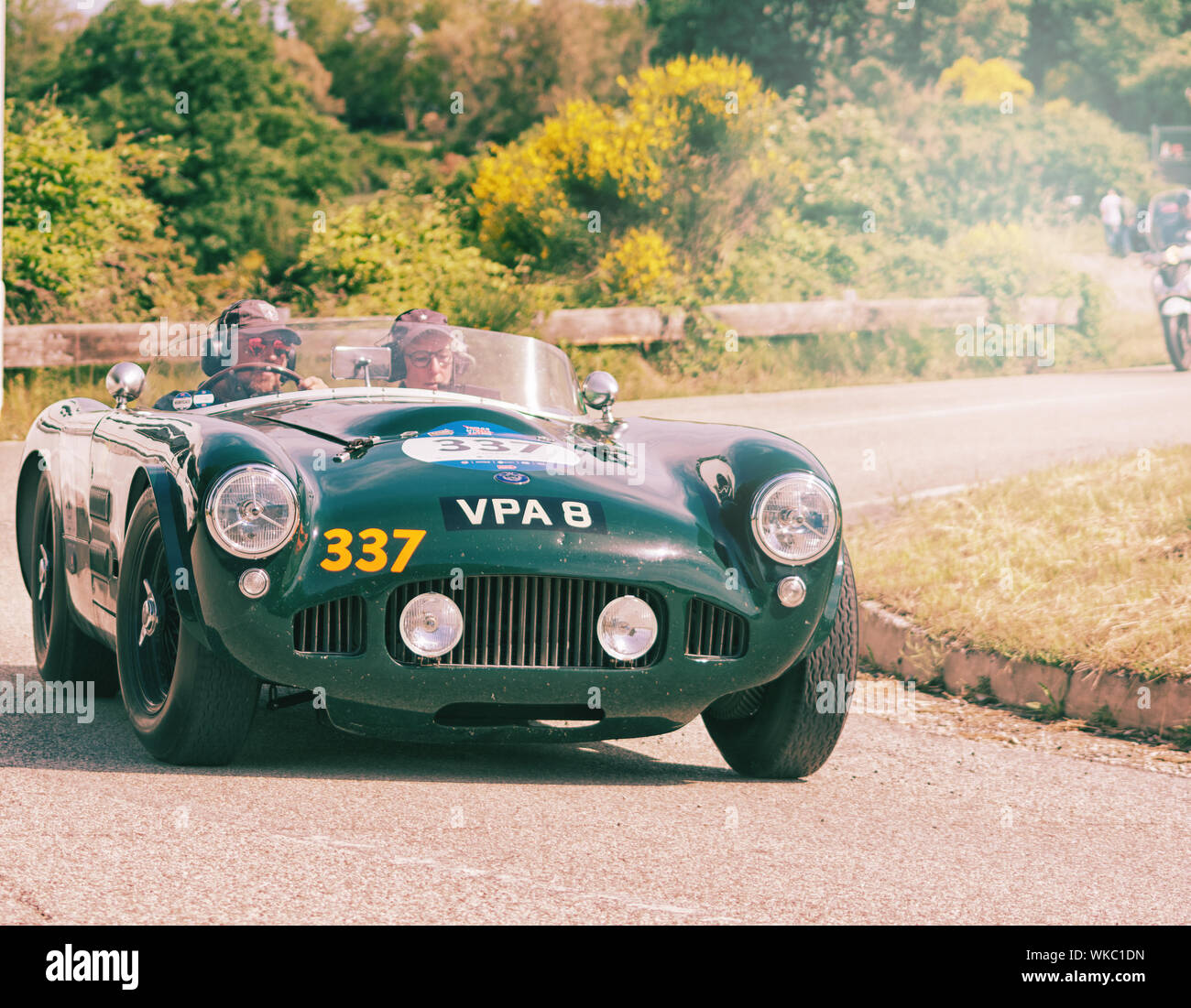 HWM JAGUAR 3.4 SPORT 1954 old racing car in rally Mille Miglia 2018 the ...