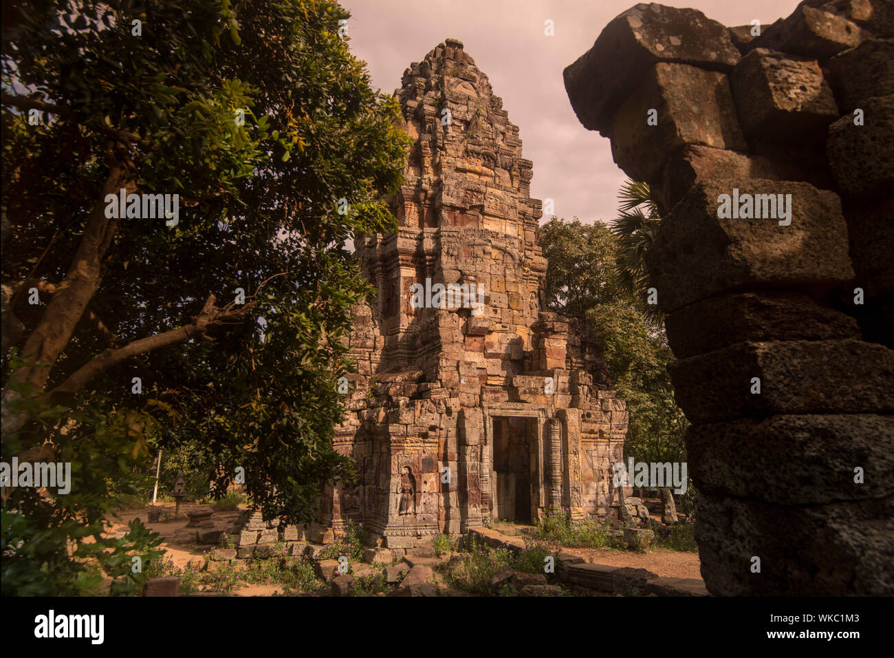 The wat Banan Temple ruins south of the city Battambang in Cambodia ...