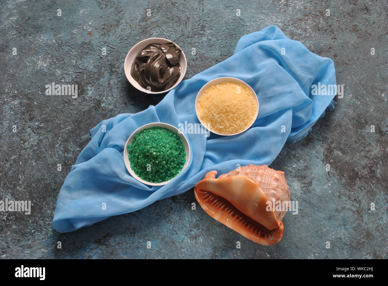 Spa and body care products. Colorful aromatic bath Dead Sea Salt and ...