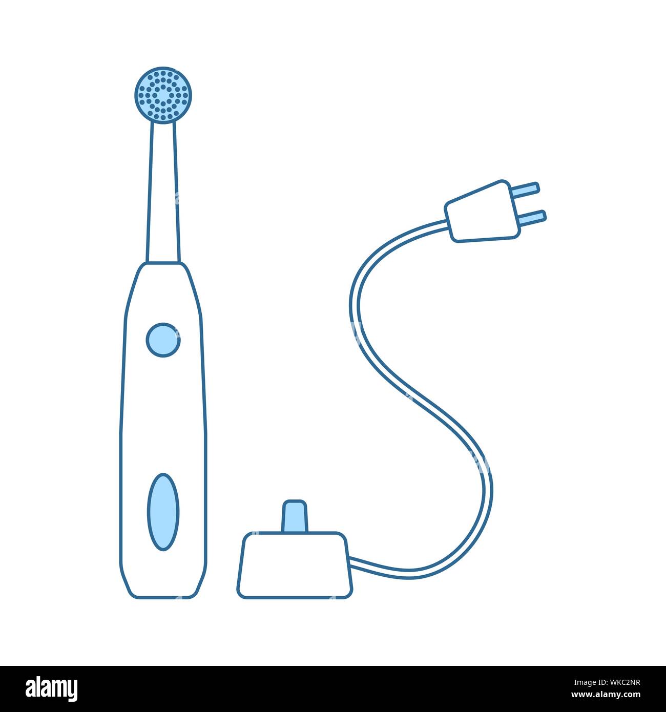 Electric Toothbrush Icon. Thin Line With Blue Fill Design. Vector ...