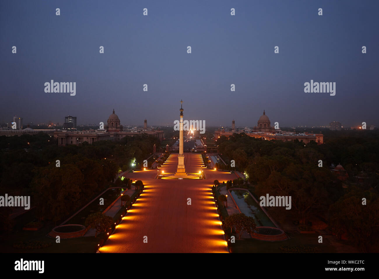 High angle view of Government building at night, Rashtrapati Bhavan ...