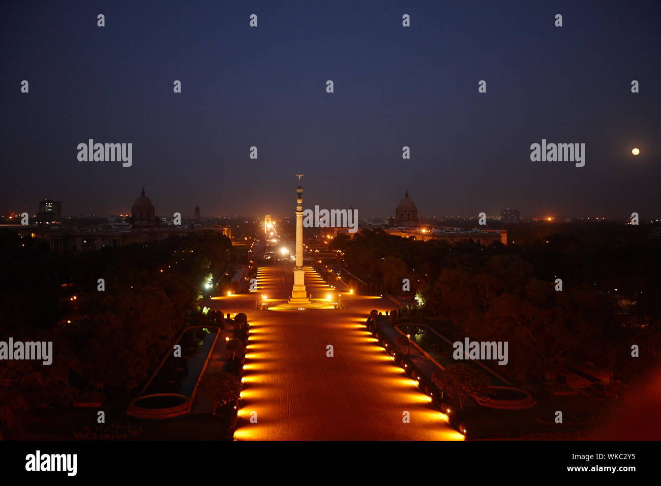 High angle view of Government building at night, Rashtrapati Bhavan ...