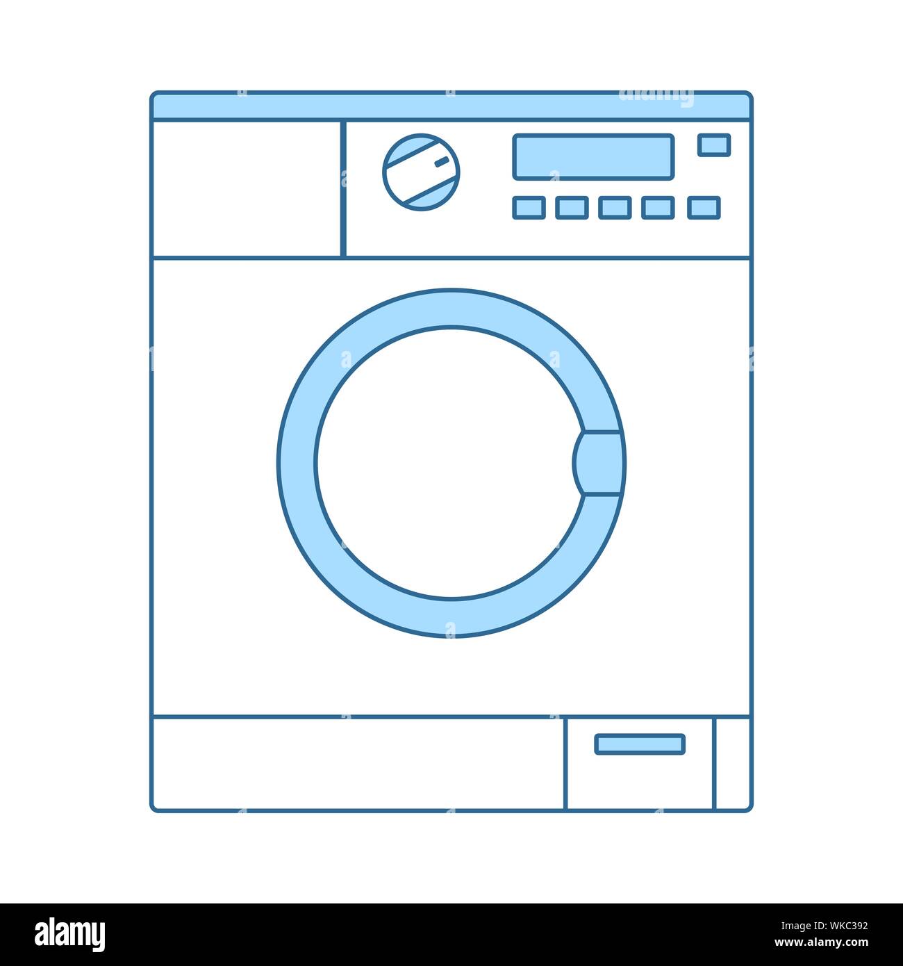 Washing Machine Icon. Thin Line With Blue Fill Design. Vector ...