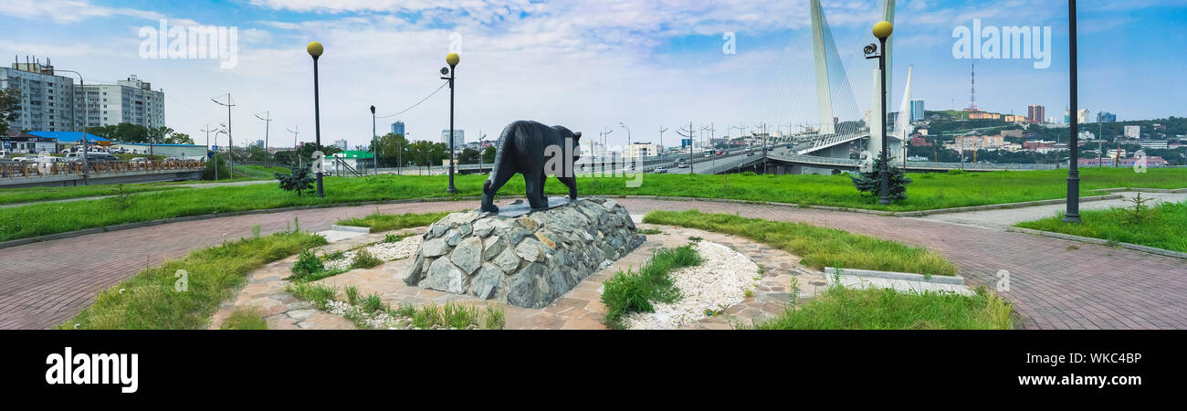 Vladivostok, Primorsky Krai-September 3, 2019: Panorama of the urban ...