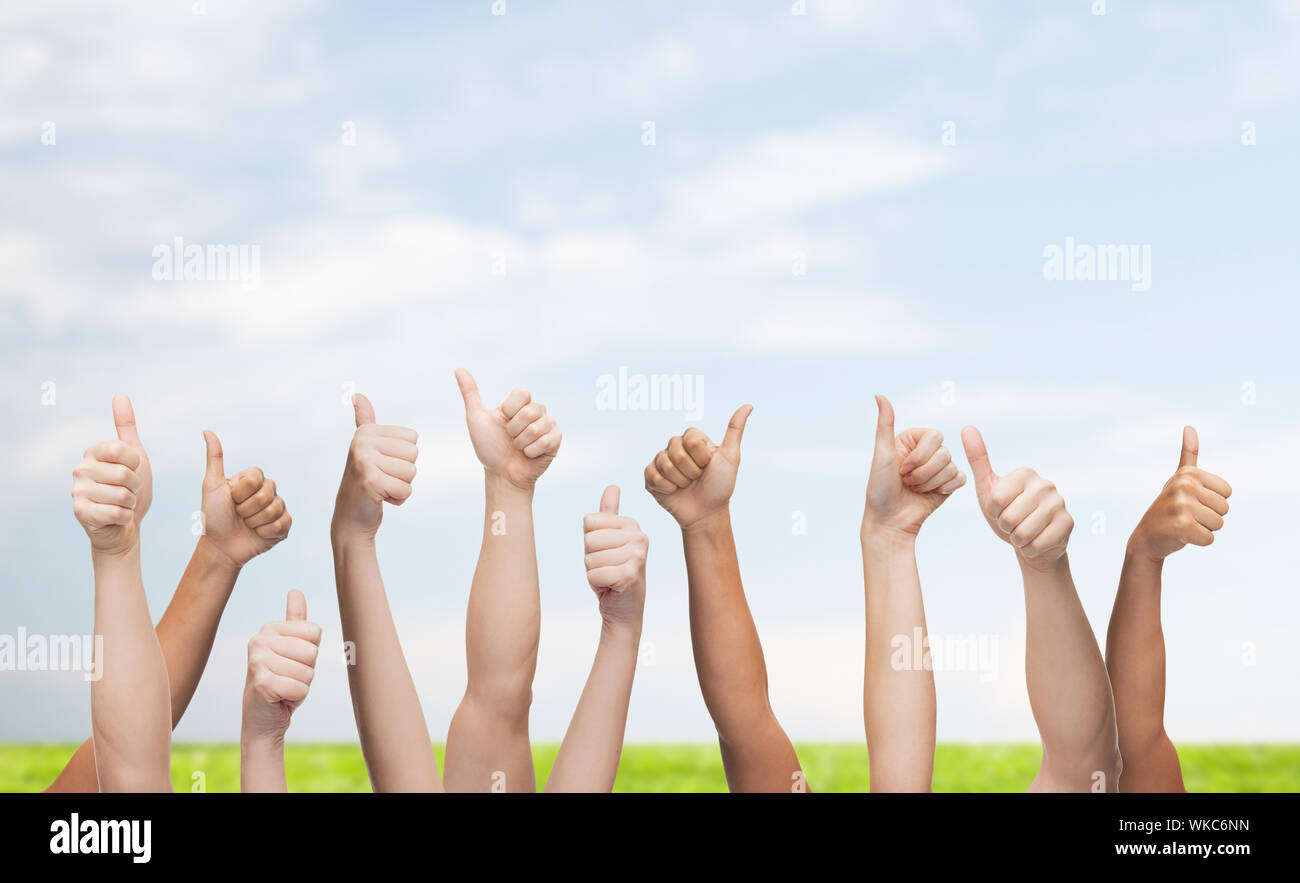 human hands showing thumbs up Stock Photo - Alamy