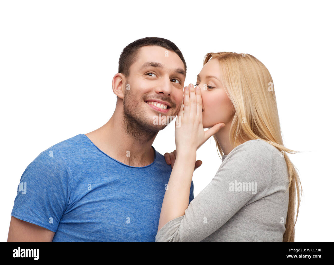 relationships, love and couple concept - smiling girlfriend telling ...