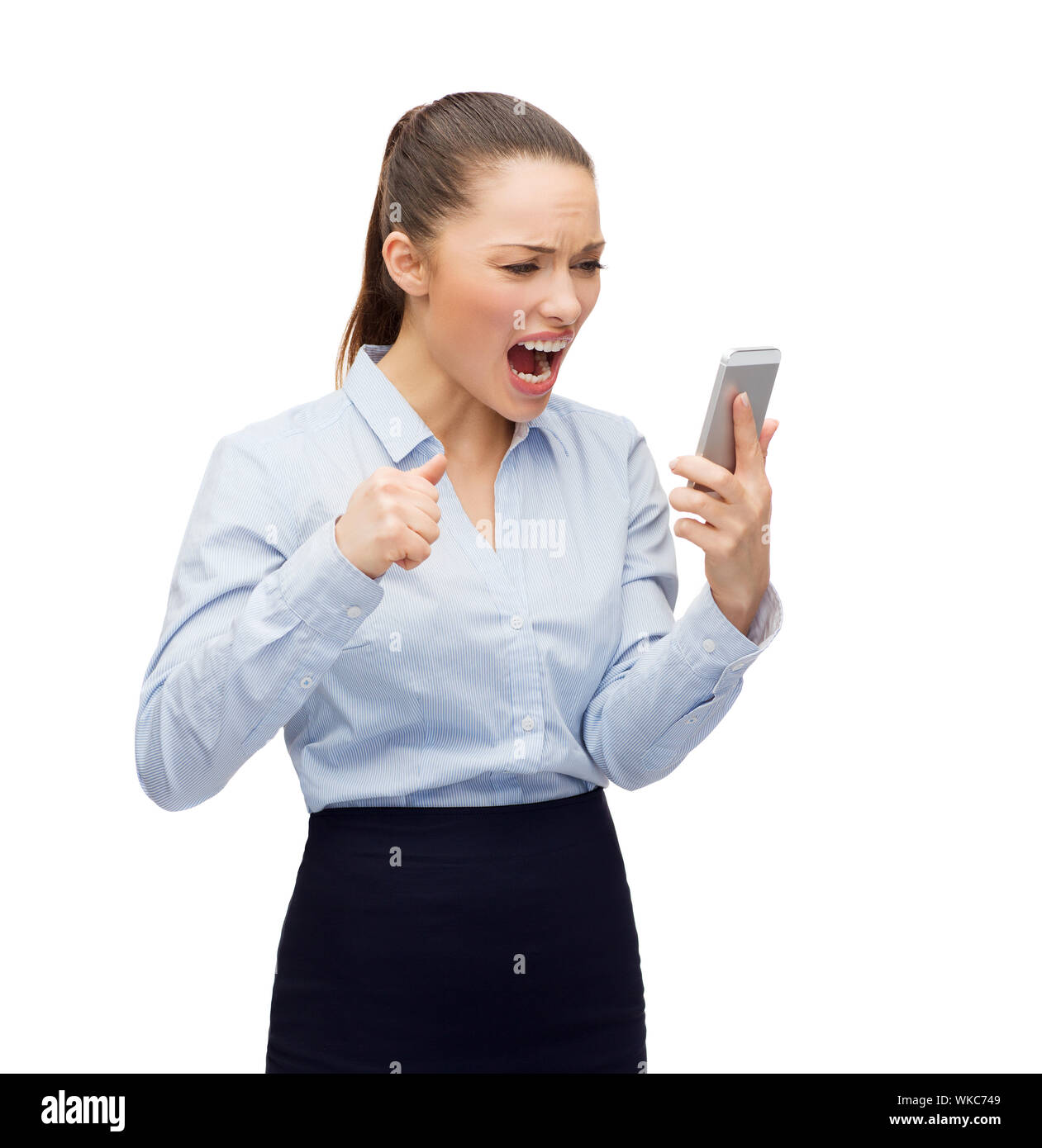 Angry asian woman shouting telephone hi-res stock photography and ...