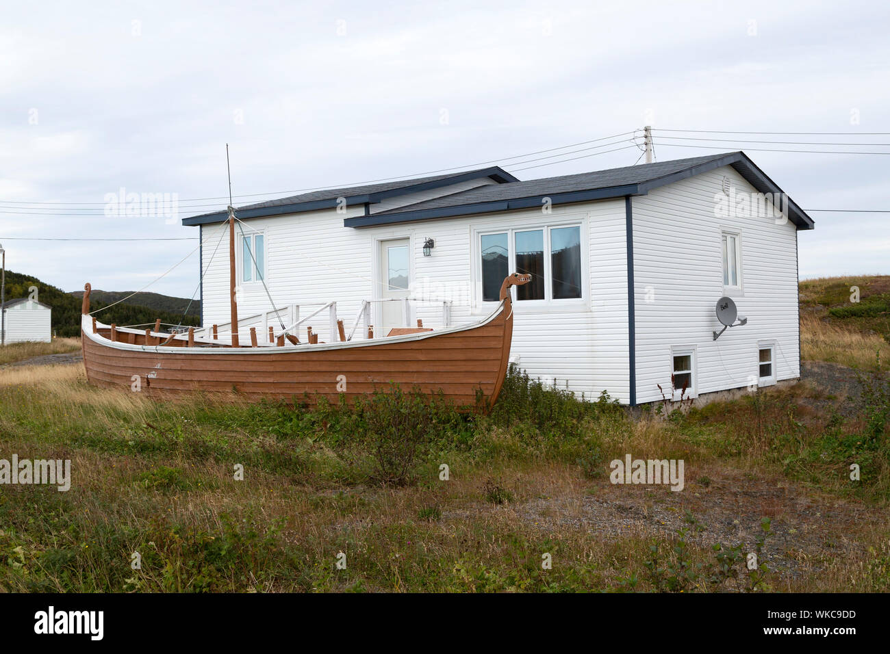 A longboat style boat prow near L'Anse aux Meadows in Newfoundland and ...