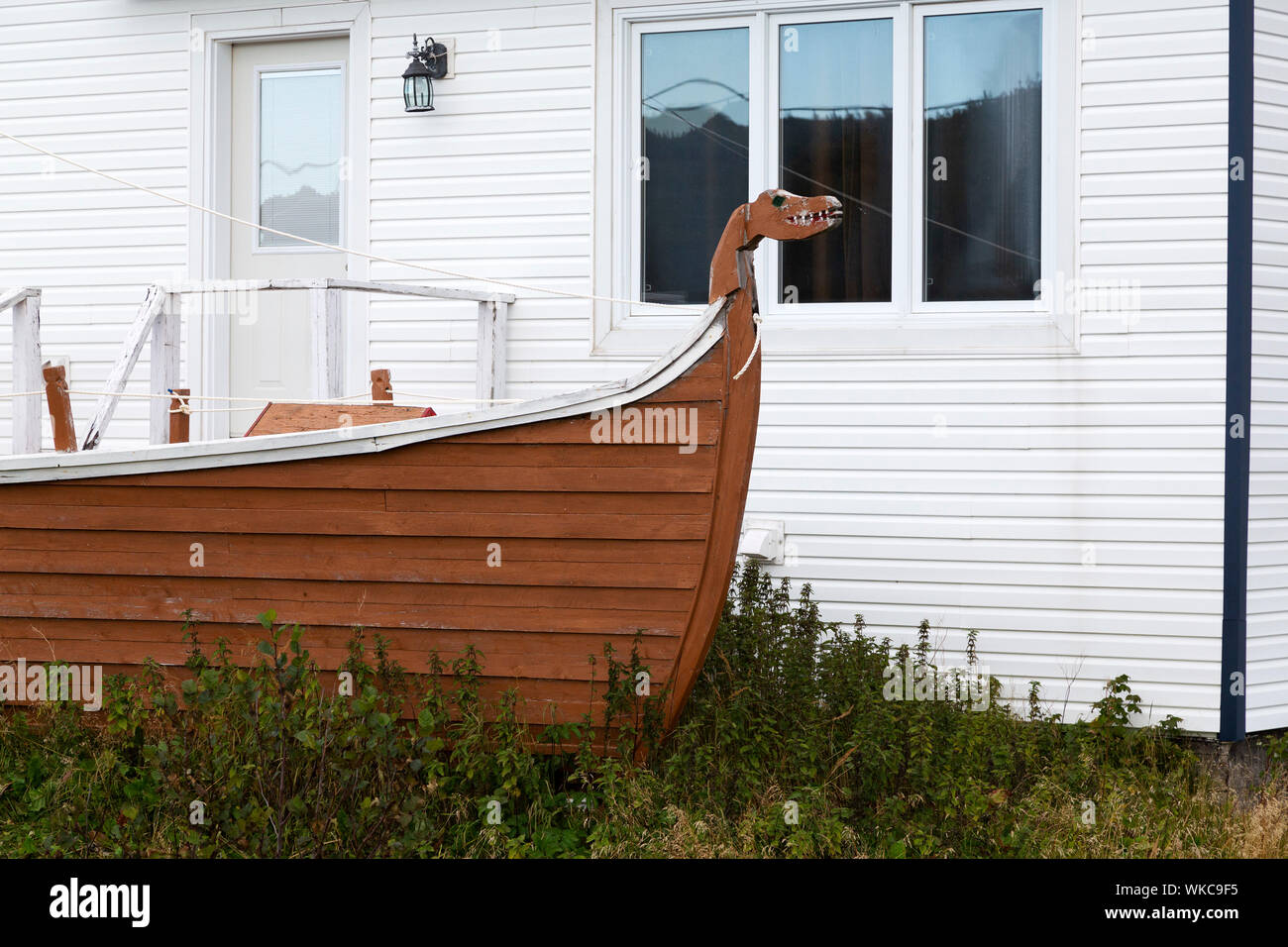 A longboat style boat prow near L'Anse aux Meadows in Newfoundland and ...