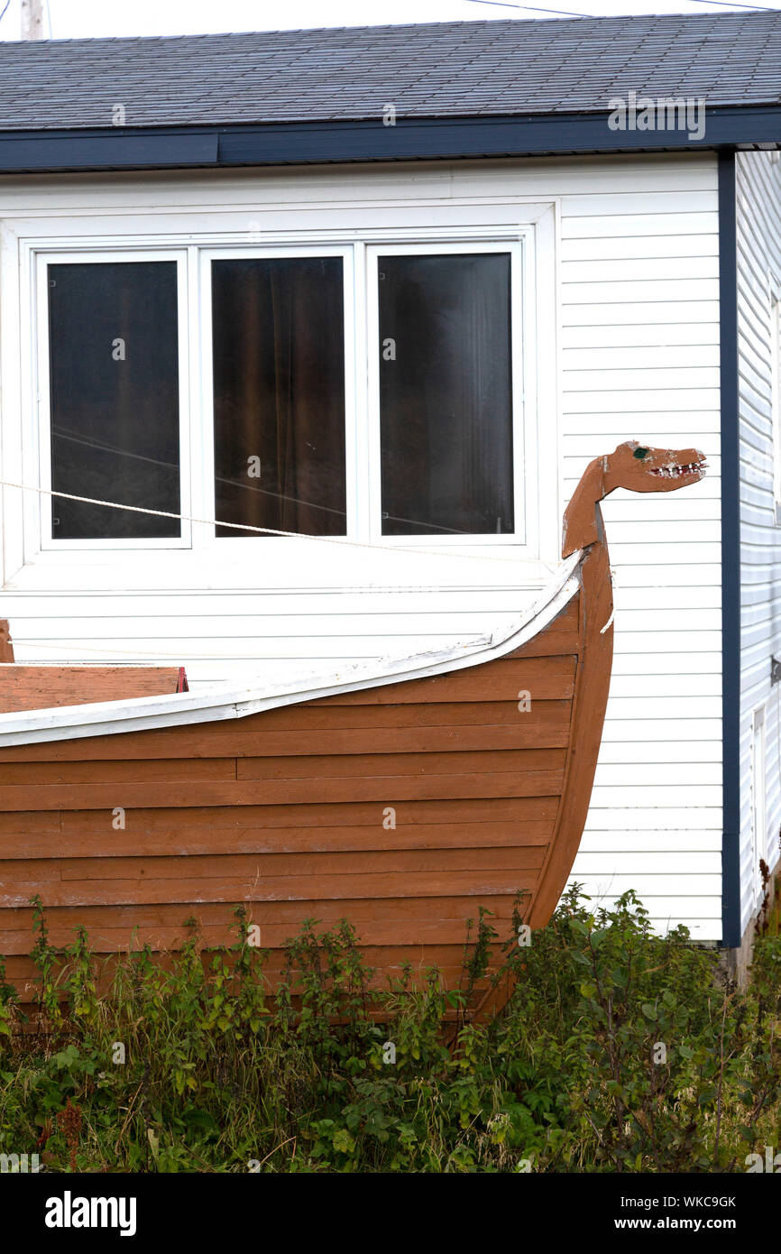 A longboat style boat prow near L'Anse aux Meadows in Newfoundland and ...