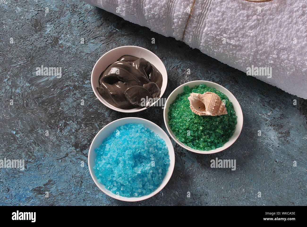 Spa and body care products. Colorful aromatic bath Dead Sea Salt and ...