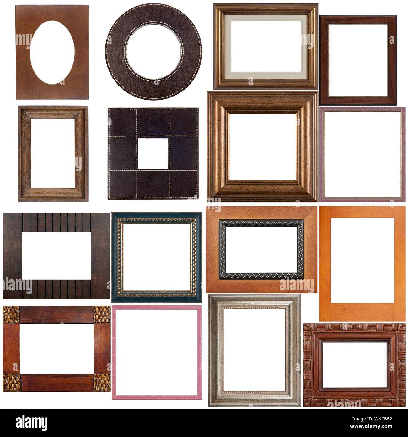 Set of wooden frames isolated on white background Stock Photo - Alamy