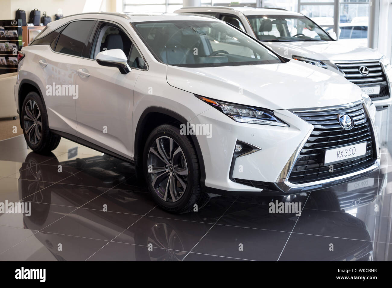 Russia, Izhevsk - July 21, 2019: New modern car RX 350 in the Lexus ...