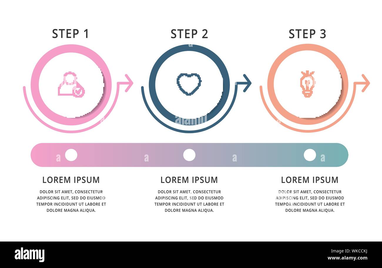 Modern vector infographic flat template circles for three label, diagram, graph, presentation ...