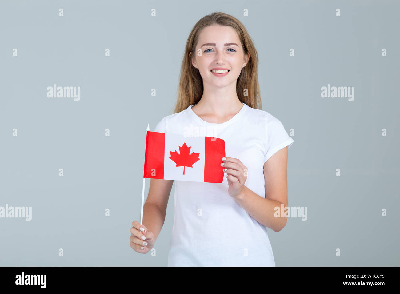 Canadian flag girl hi-res stock photography and images - Alamy