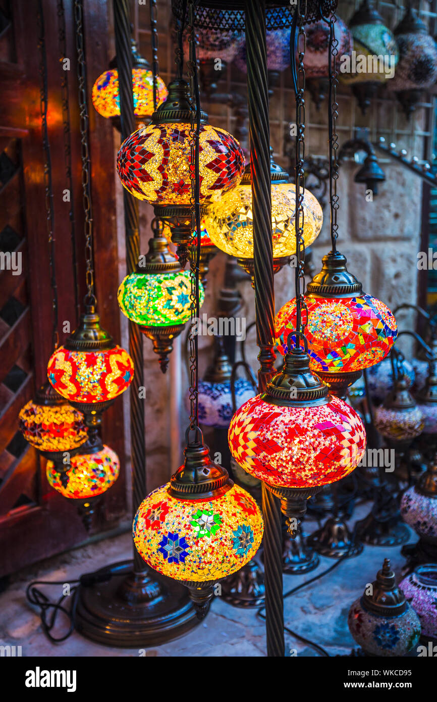 Arab street lanterns in the city of Dubai in the United Arab Emirates ...