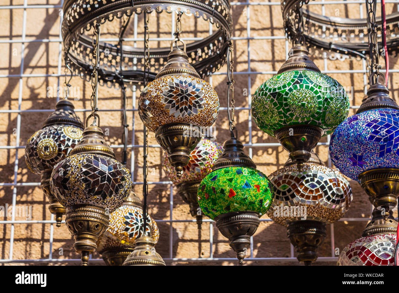 Arab street lanterns in the city of Dubai in the United Arab Emirates ...