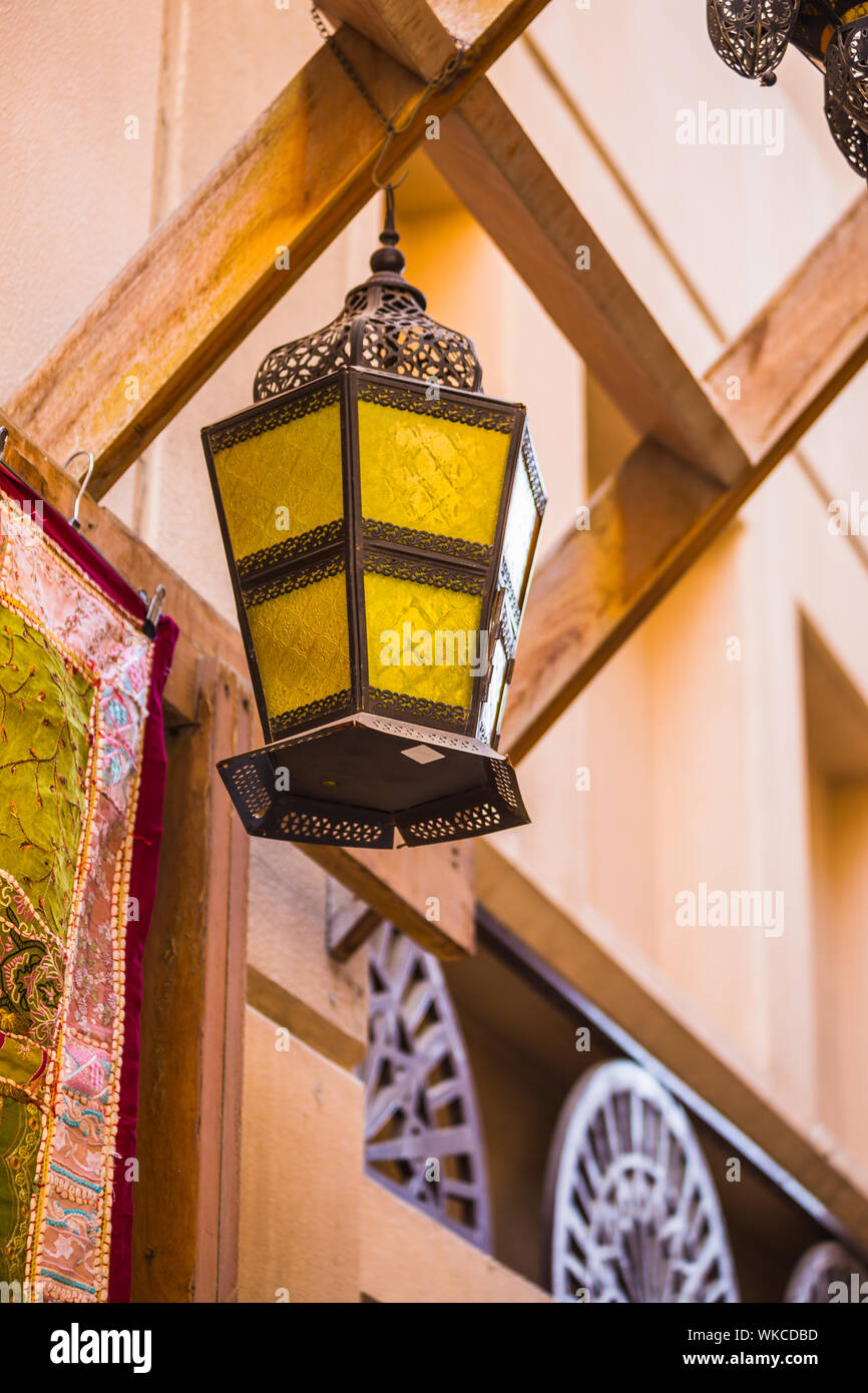 Arab street lanterns in the city of Dubai in the United Arab Emirates ...